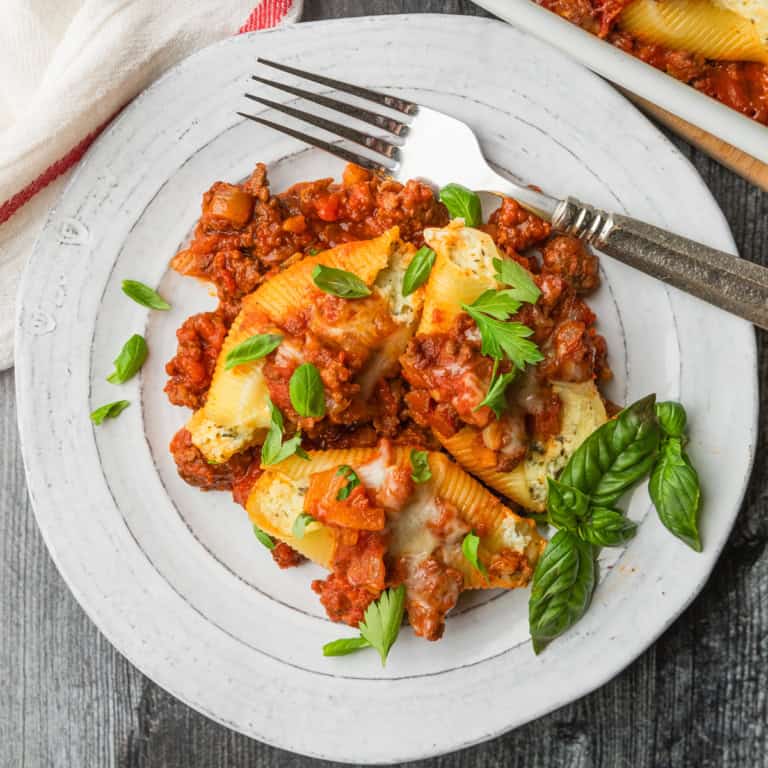 Stuffed Pasta Shells (with Meat and Ricotta) - The Travel Palate