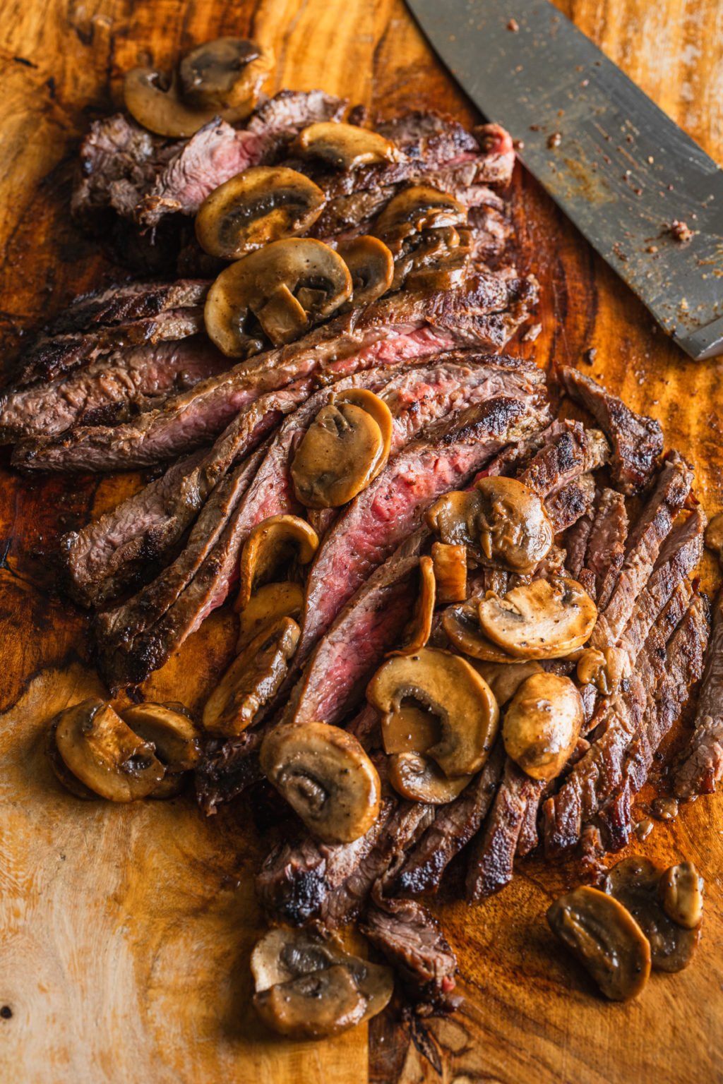 Cast Iron Flank Steak with Mushroom Pan Sauce - The Travel Palate